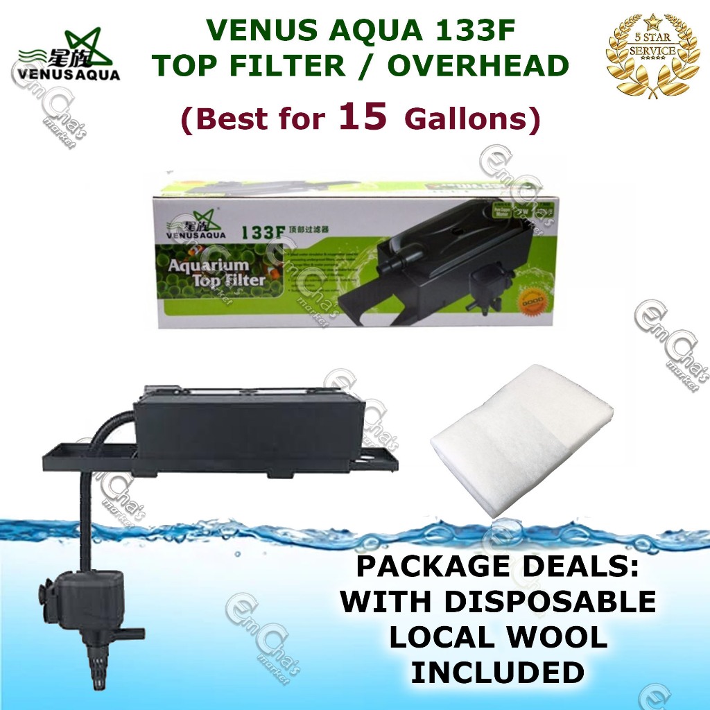 Promo Package Venus Aqua Top Filter 133F 7w with DISPOSABLE WOOL For 10 ...