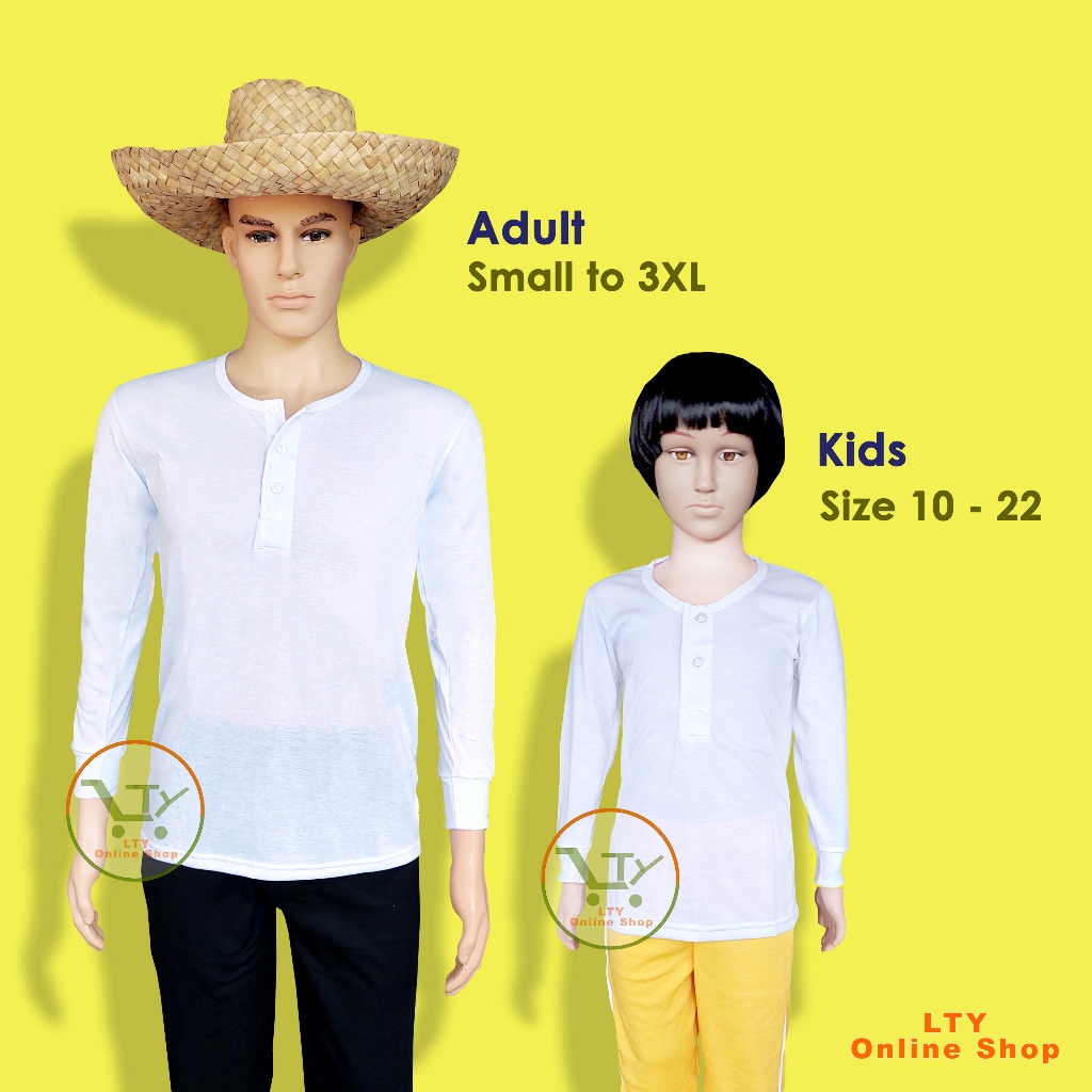 CAMISA DE CHINO LONG & SHORT SLEEVE COTTON ADULT WHITE BUTTONS SLEEVES ...