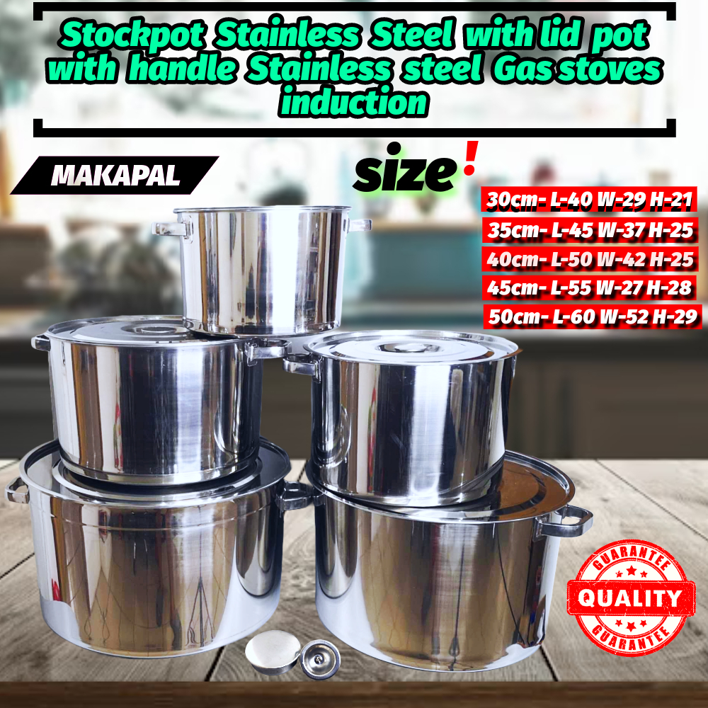 Stainless Steel Stockpot with Cover, Induction-Safe Stainless Steel ...