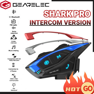 GEARELEC Shark Pro Bluetooth Motorcycle Intercom Headset For 2-8 Rider ...