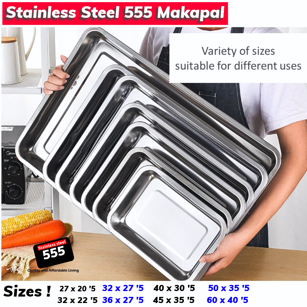 Multipurpose Stainless Steel Rectangular Food Tray Serving Tray BBQ ...