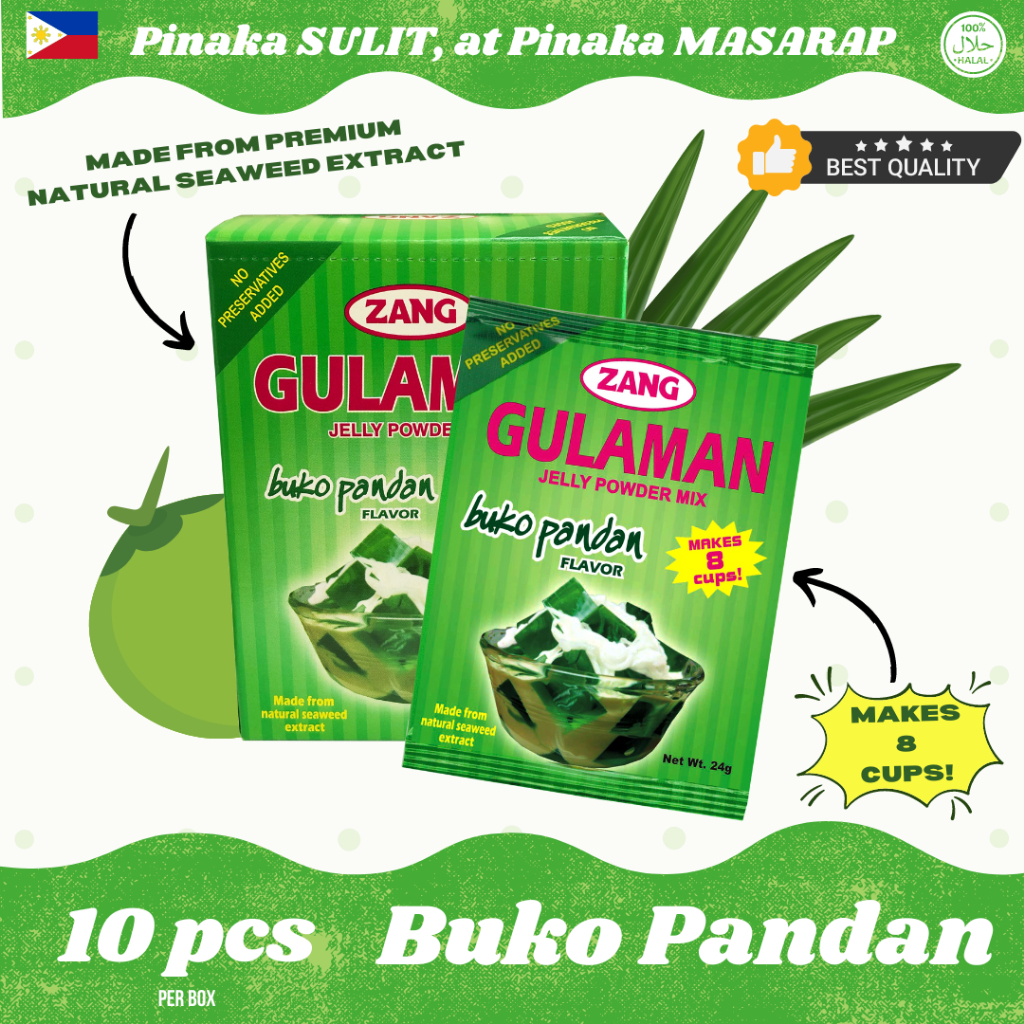 Zang Gulaman Flavored Buko Pandan (24g x 10 sachets) | Shopee Philippines