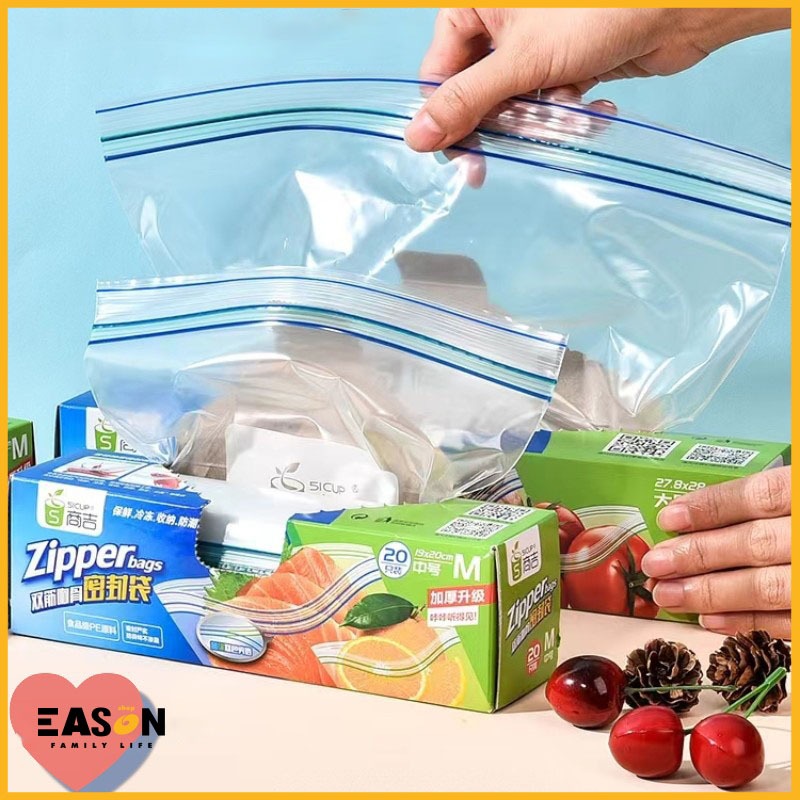 EasonShop Sealed Bag Sealing Bag Plastic Refrigerator Storage Bag Double-Sealed Fresh-Keeping ...