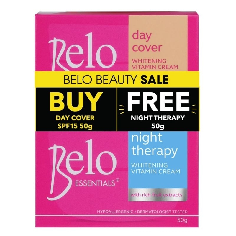 Belo Essentials Day Cover Whitening Cream 50g FREE Night Therapy ...