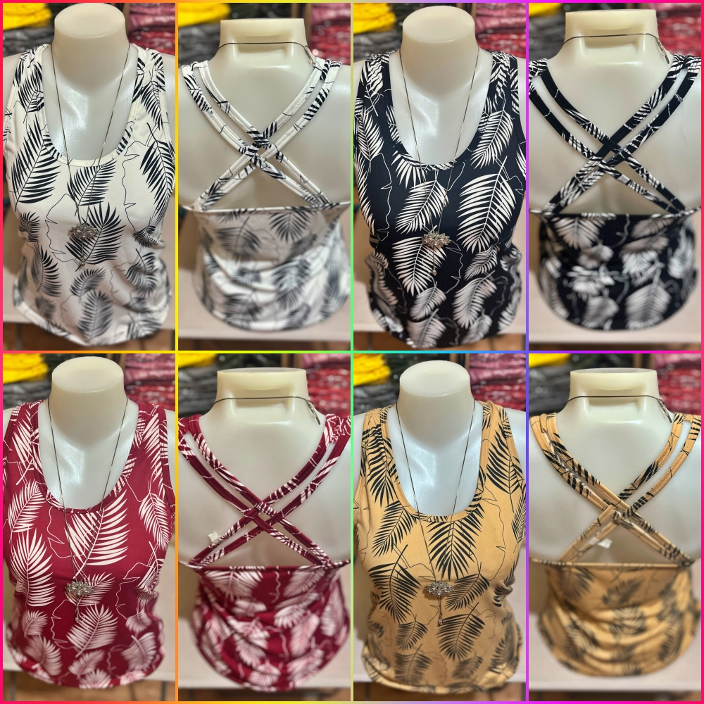 Sleeveless Square Neck Sando/Double Cross Back String (Cotton Spandex ...