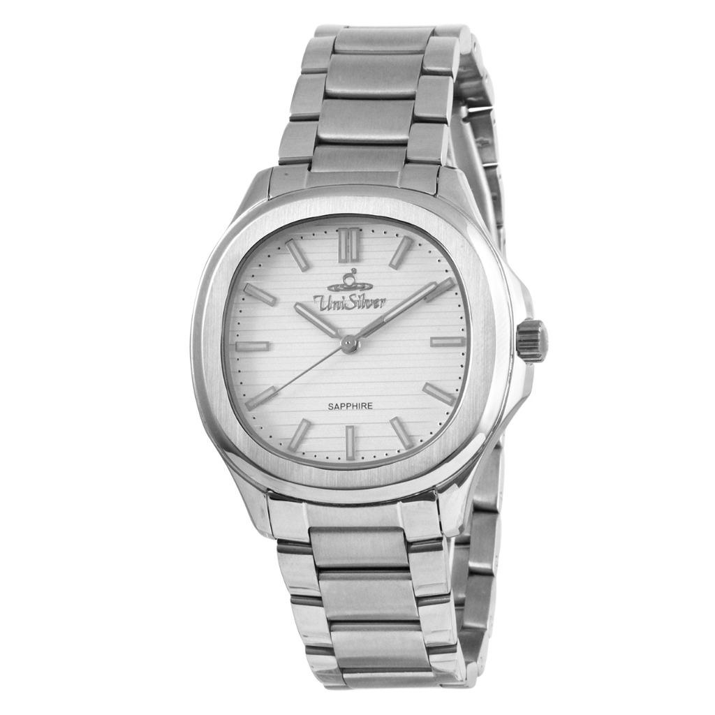 UniSilver TIME Women's Sapphire Glass Silver Off White Analog Stainless ...