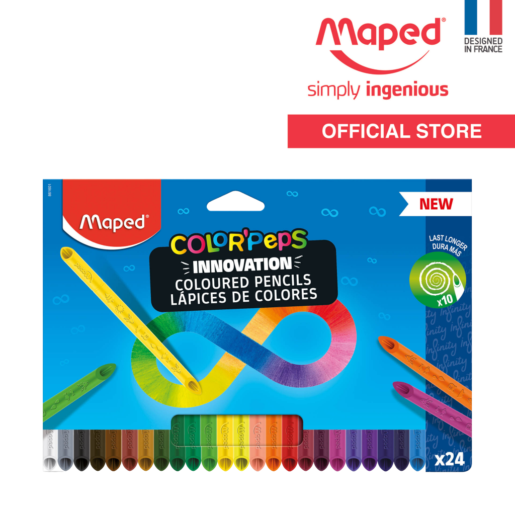 MAPED Infinity Colored Pencil | Self sharpen | 24 colors | 861601 ...