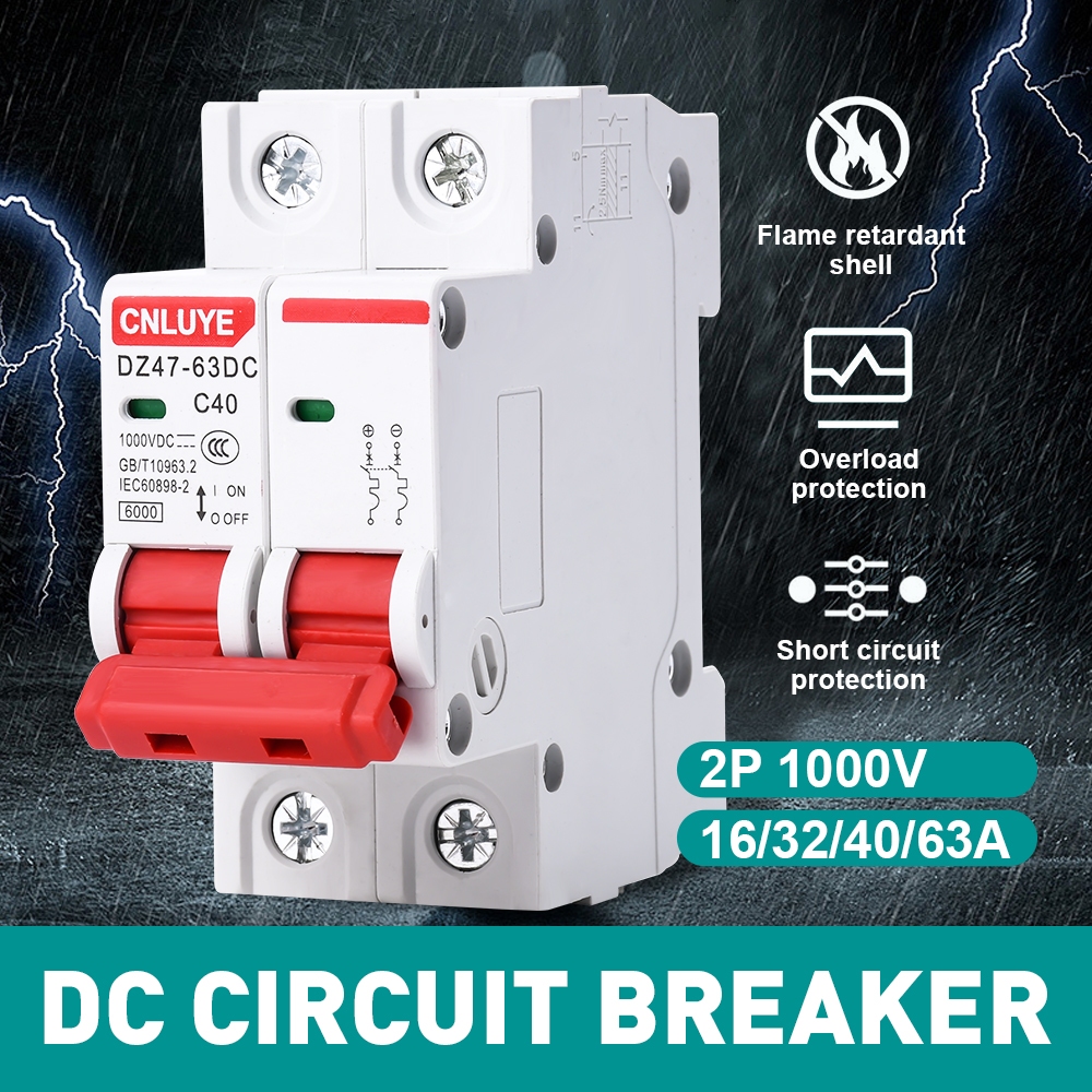 2P DC 1000V Solar Mini Circuit Breaker Battery Switch 16A 32A 40A 63A MCB for Photovoltaic PV ...