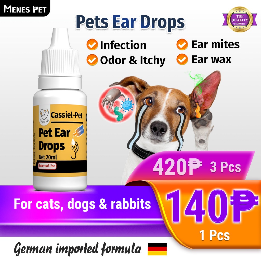 Cassiel Pet Ear Drops For Dog & Cat Ear Mites Treatment, Infection ...