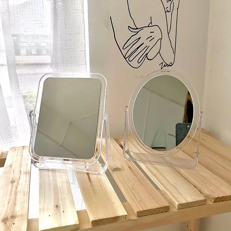 INS Transparent Desk Round Mirror Vanity 2-sided Mirror Fashionable ...