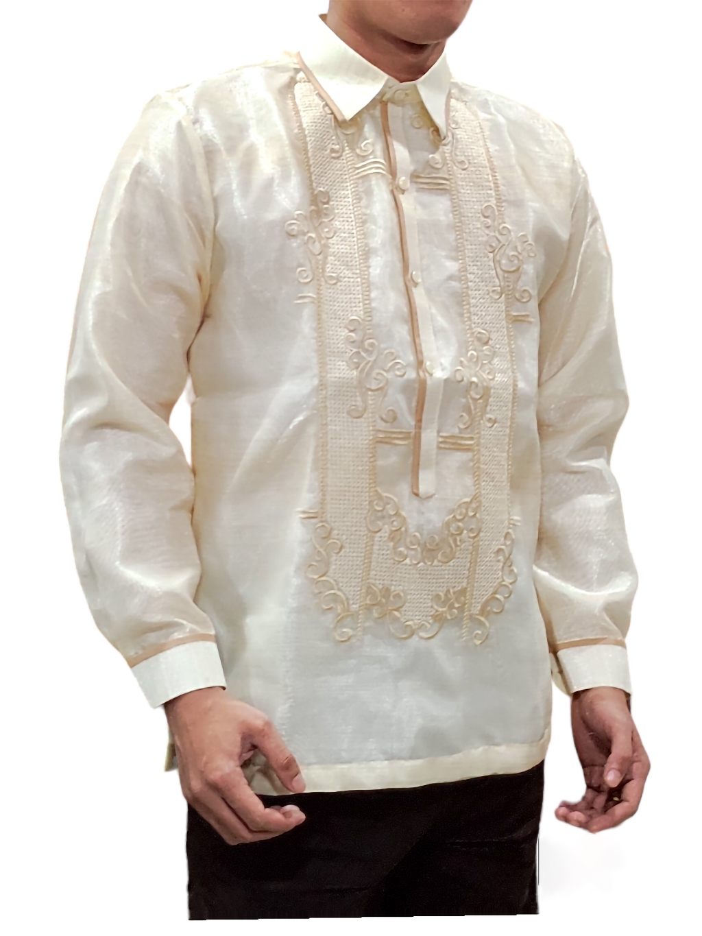 Premium Mens Barong Pinya Organza Embroided design with piping | Shopee ...