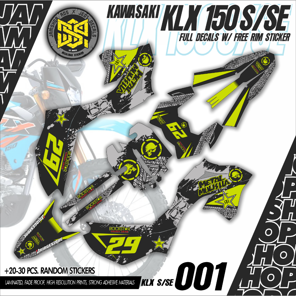 KLX 150 S/SE Kawasaki Variant Latest Model Full Decals w/ Free Rim ...