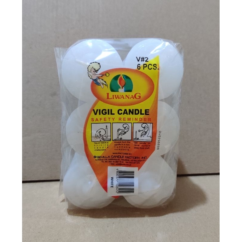 1 Pack Liwanag Vigil Candle No. 2 V#2 6pcs | Shopee Philippines