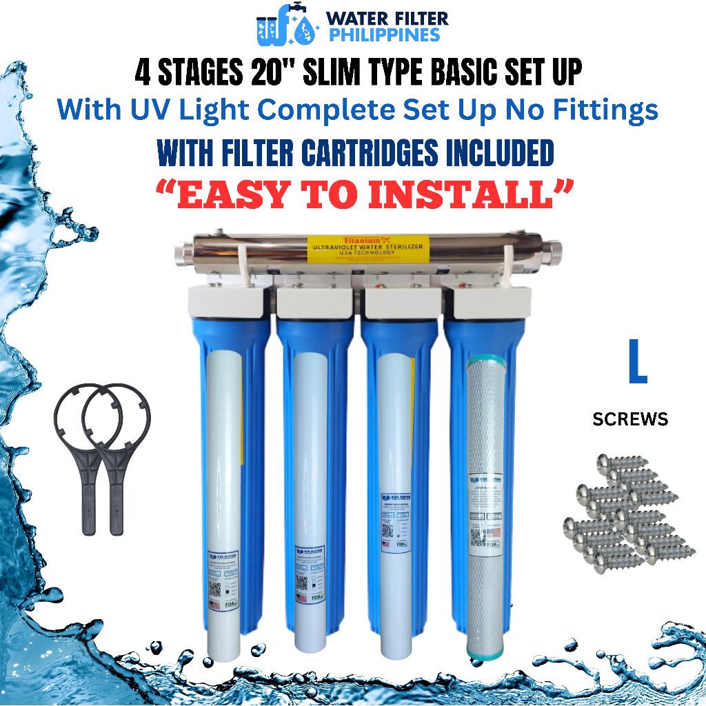 4 Stages Water Filter Basic Heavy Duty Complete Set with 6 GPM UV with ...