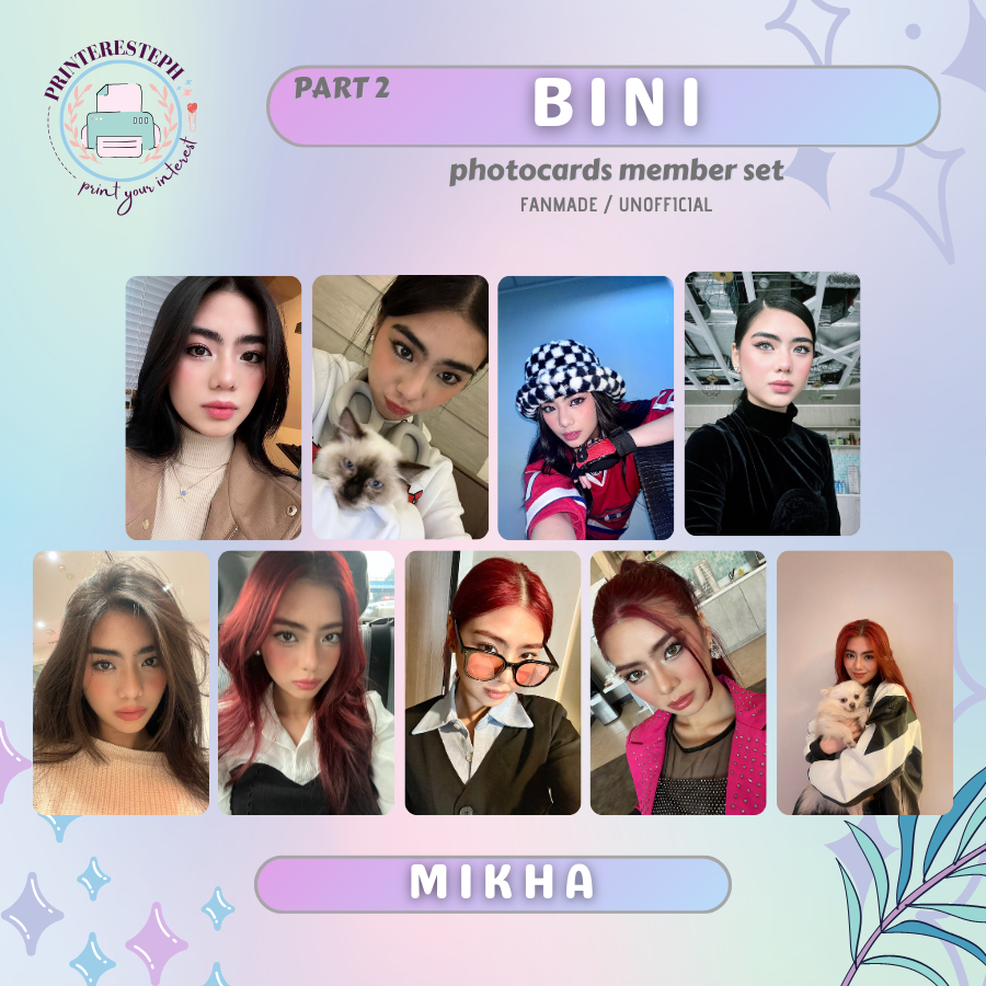 PART 2/4: BINI Photocards Member SET [ 9 pcs ] laminated + w/ backprint ...