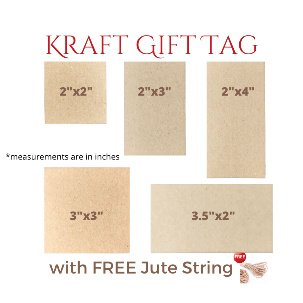100pcs Kraft Tags with Free Jute String (2x2, 2x3, 2x4, 3.5x2, 3x3 inch ...