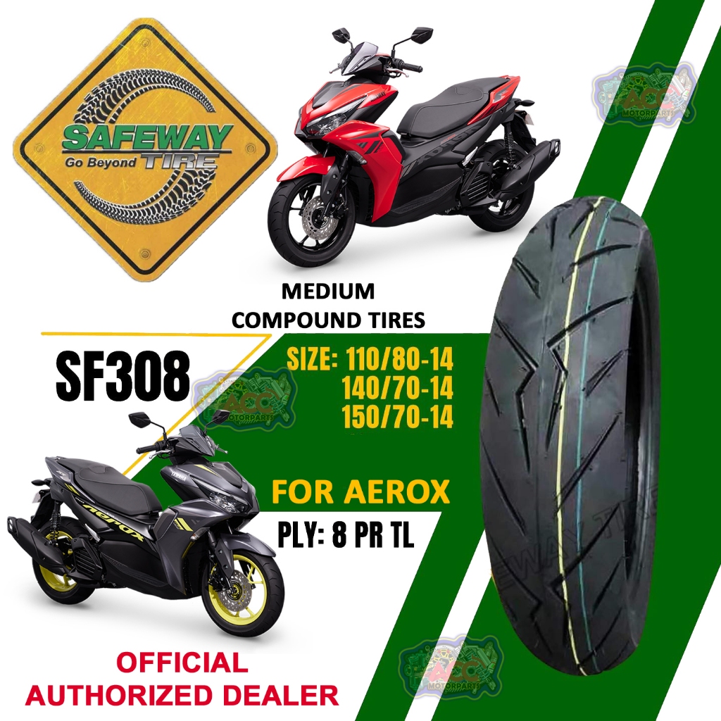 SAFEWAY Motorcycle AEROX Tire SF308 Rim 14 Tubeless 8PR Japan Standard ...
