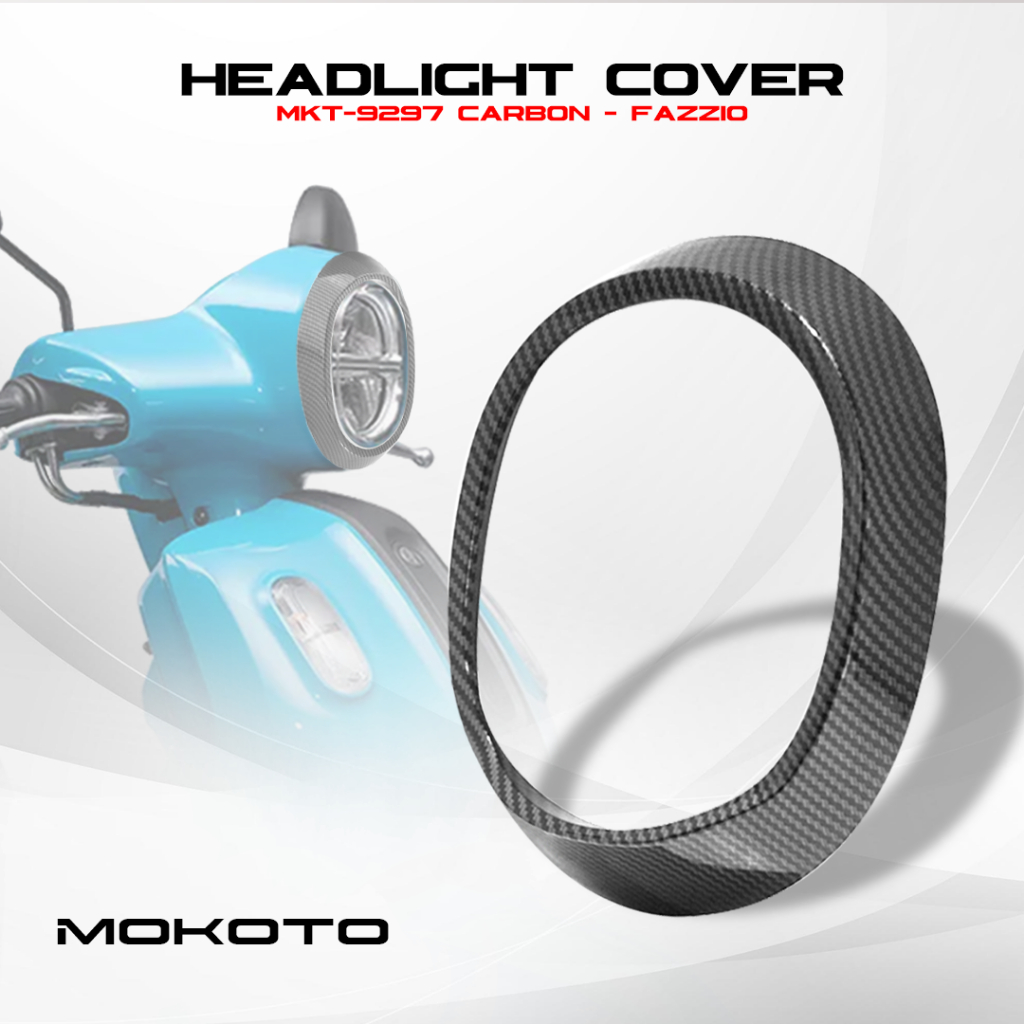 MOKOTO MIO FAZZIO HEADLIGHT COVER GLOSSY HYDRO-DIP CARBON TRIM GARNISH ...