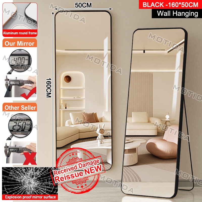 Mirror With Stand Full Body Mirror Bathroom Floor Mirror Floor-To ...