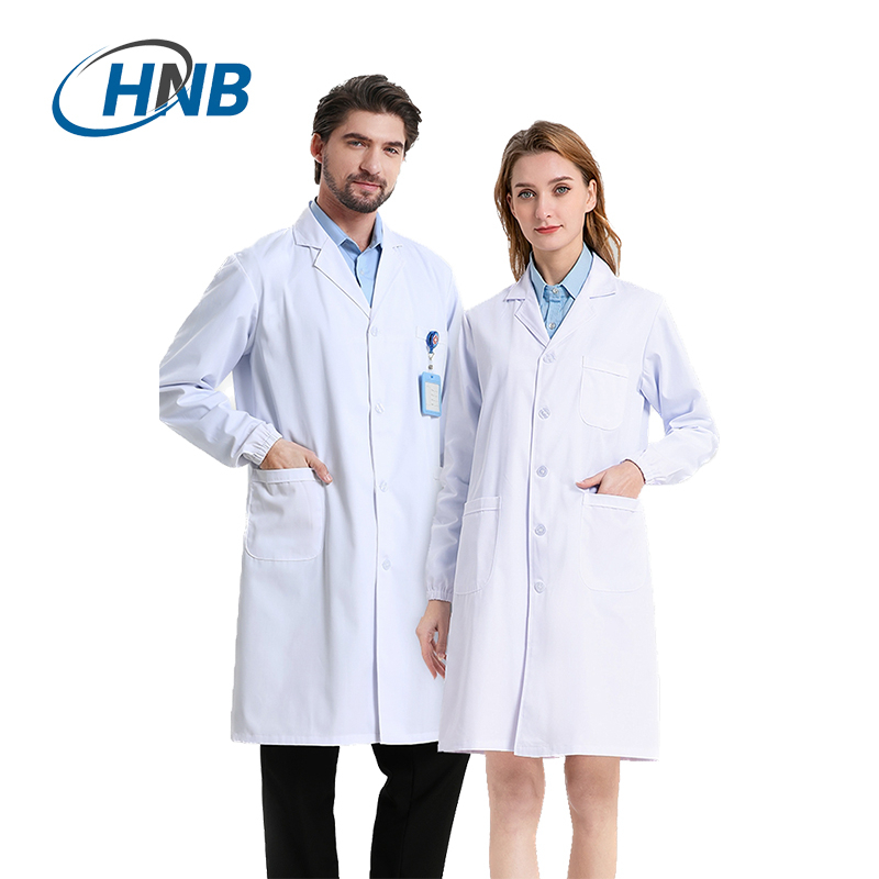 HNB Doctor Coat White Lab Gown White Lab Coat Long Sleeve Laboratory ...