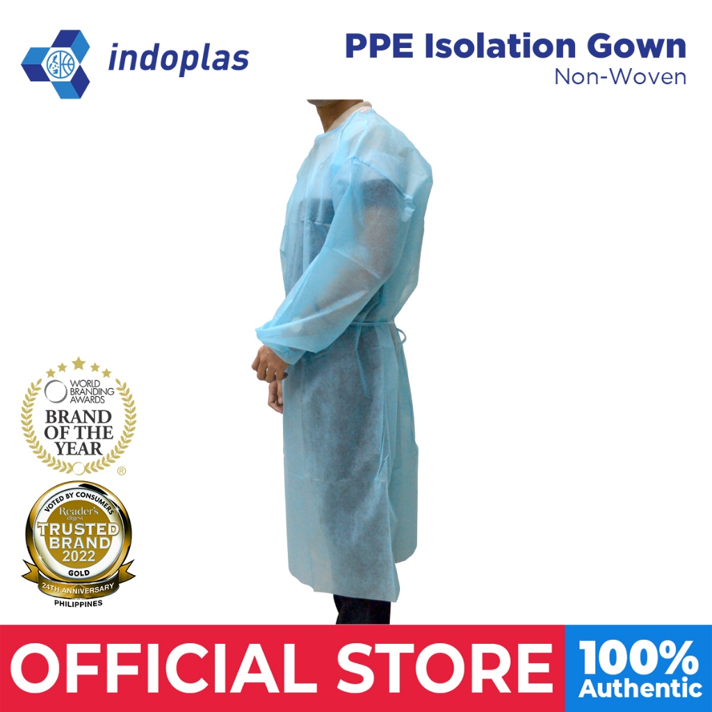 Indoplas PPE Isolation Gown Non-Woven (Blue) | Shopee Philippines