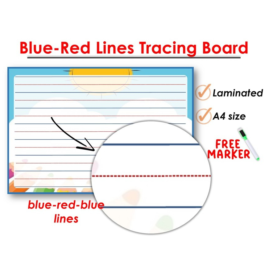 BLUE RED BLUE BROKEN LINES TRACING FREE 1 MARKER ERASEABLE AND ...