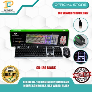 NEXION GK-130 GAMING KEYBOARD AND MOUSE COMBO RGB, USB WIRED, BLACK ...