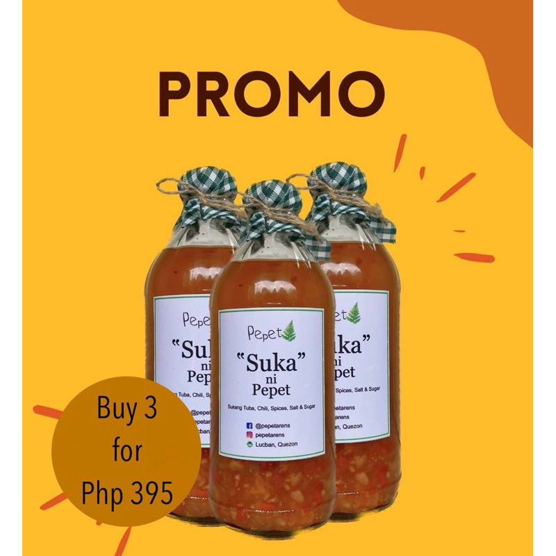 Buy 3 bottles “Suka ni Pepet” from Lucban Quezon/Pepet Vinegar (Sukang ...