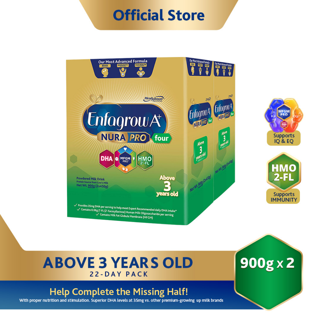 Enfagrow A+ Four Nurapro Powdered Milk Drink for Kids Above 3 Years Old 1.8kg (900g x 2 ...