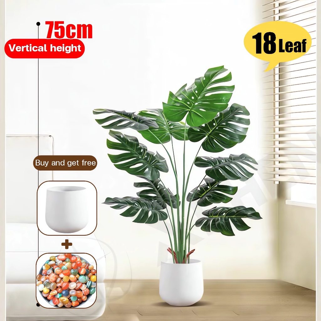 【Free flower pots】85cm 24PCS Artificial Palm artificial plants ...