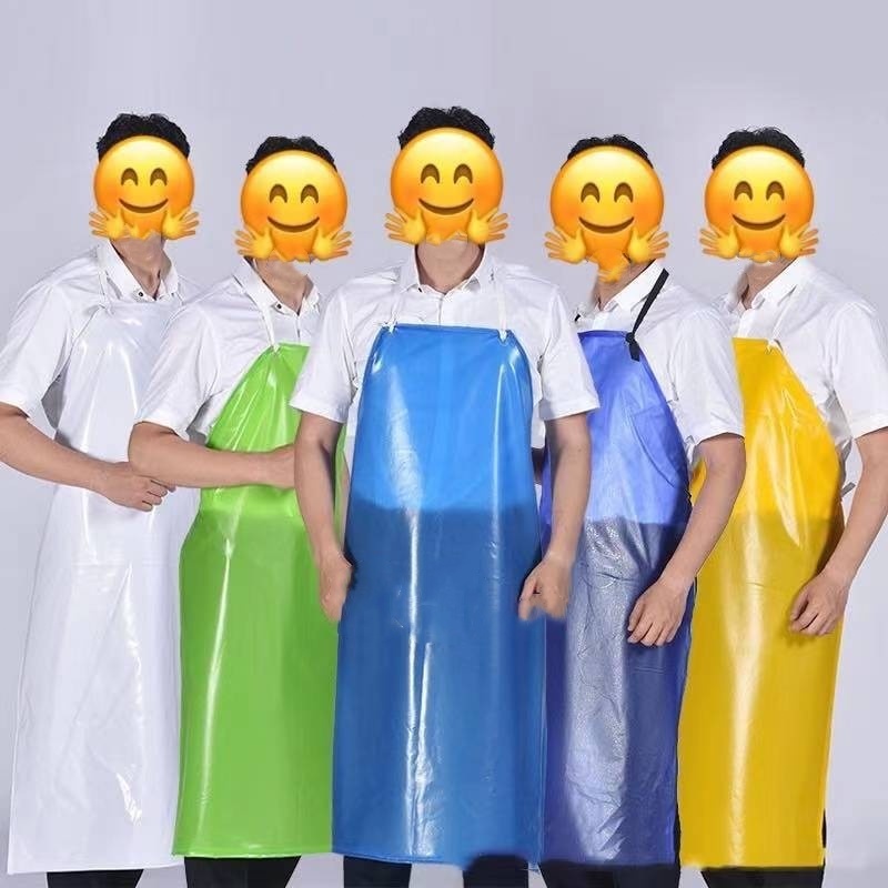 Blue/White Waterproof Apron Oil Resistant Smock PVC Industrial Acid and ...
