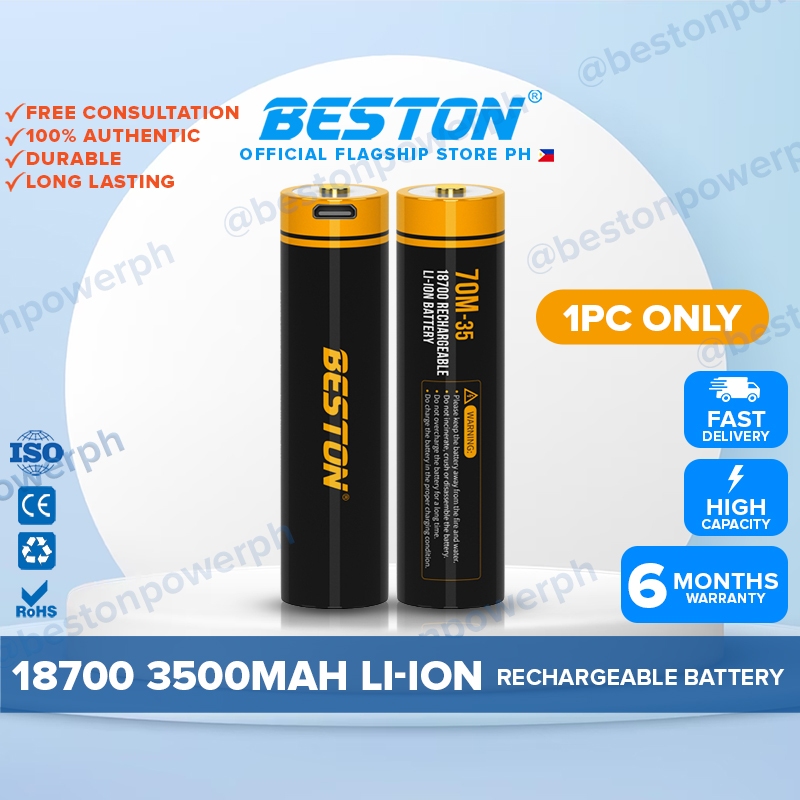 Beston 1pc 3.7V 18650 18700 USB Rechargeable Lithium-Ion Battery ...