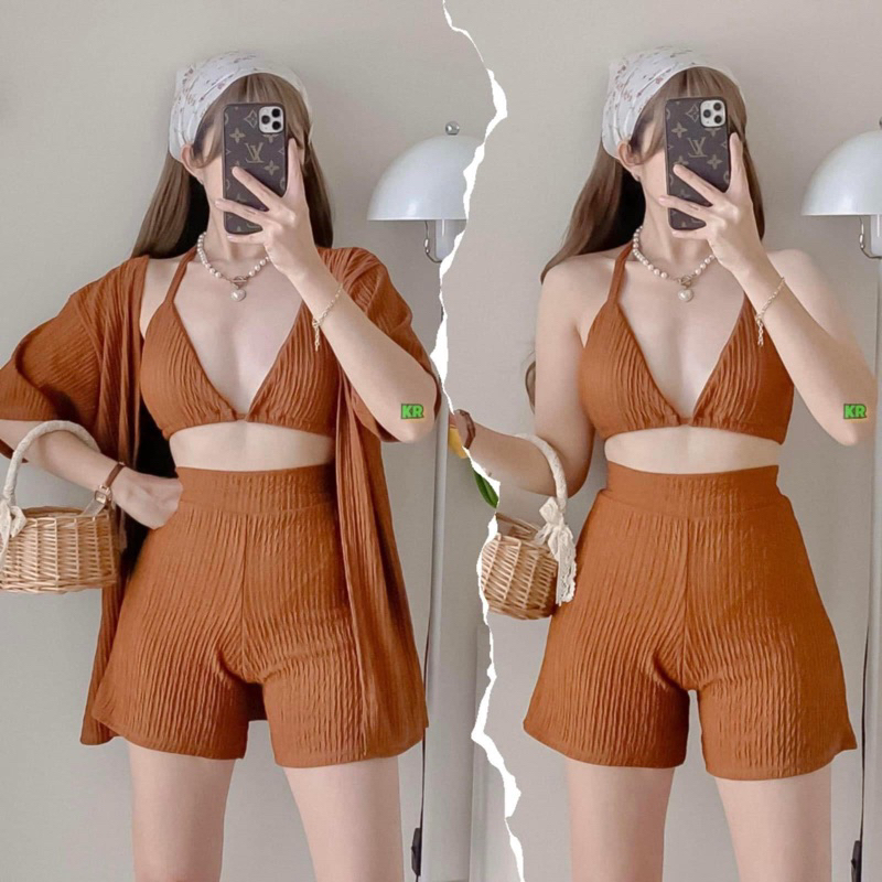 NORLETTE SEXY SUMMER STRING BRA TOP & HIGHWAIST SHORTS W/ BLAZER SUMMER WEAR FOR WOMEN SWIMSUIT ...