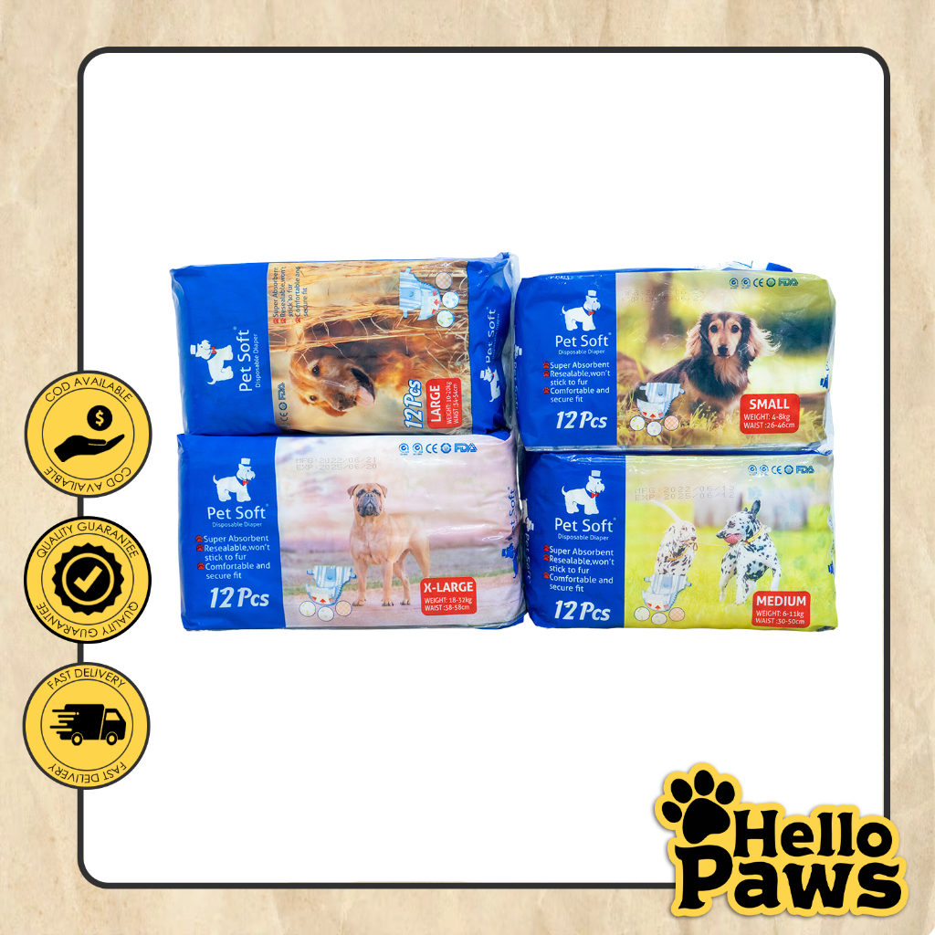 Hello Paws Pet Soft Disposable Diaper 12pcs Small Dog Diaper For Female ...
