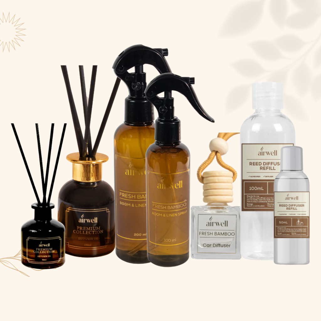Airwell Bundle Set of Linen Spray, Reed Diffuser, Reed Refill and Car Hanging Diffuser | Shopee ...