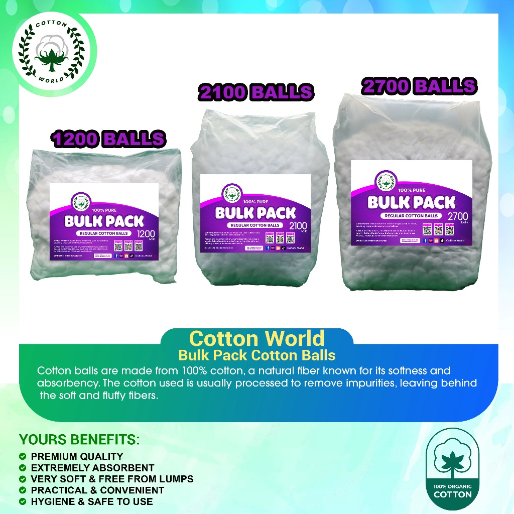 Cottons World Bulk Pack Regular Cotton Balls | Shopee Philippines