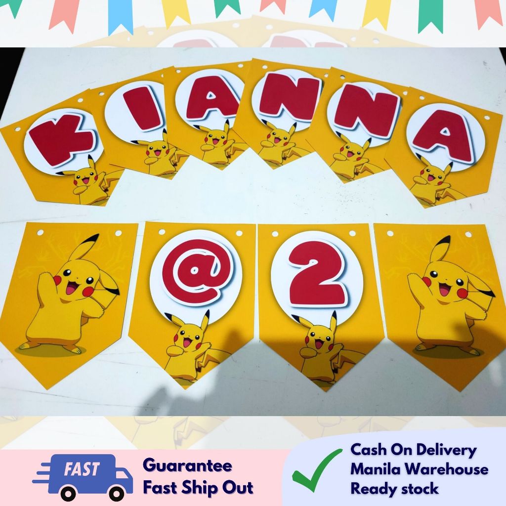 Partify PIKACHU Theme customizable banner for kids girls and boy party ...