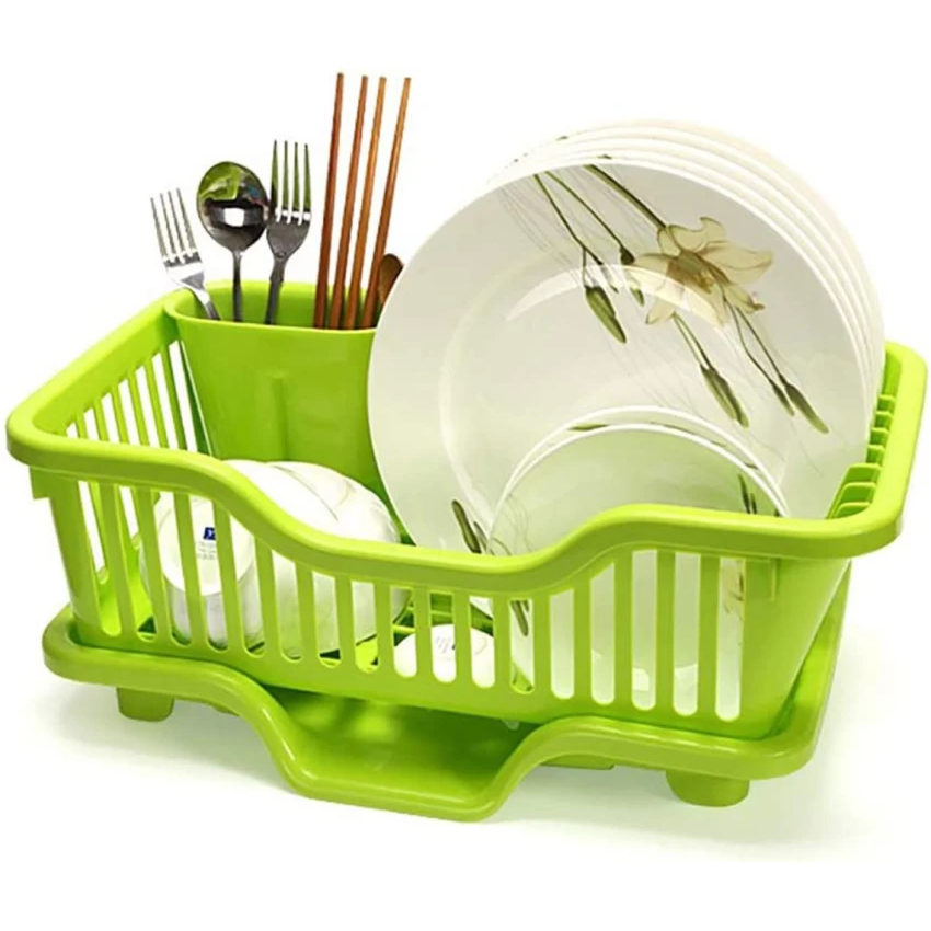 Harvest08 3 in 1 Plastic Drain Bowl Rack For Plates and Cutlery Storage ...