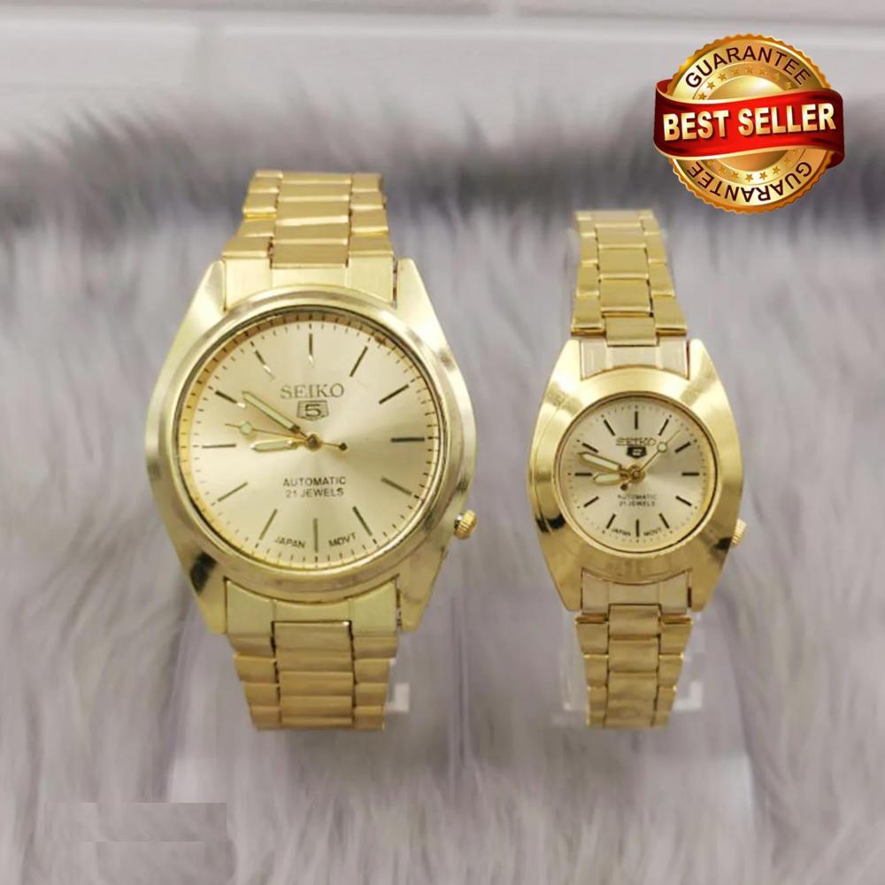 Seiko 5 21 Jewels Automatic Hand Movement All Gold Stainless Steel ...