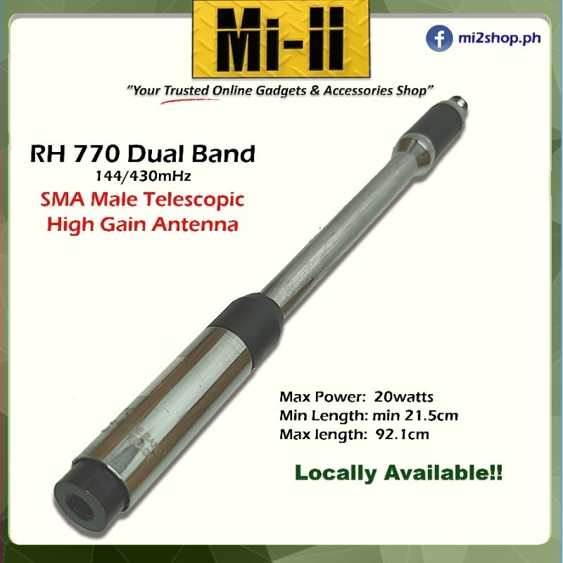 SMA MALE TELESCOPIC GAIN ANTENNA RH770 for TYT UV 98 , TYT TH UV 8000D ...