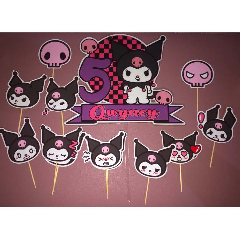 Kuromi Theme Laminated Cake Topper with Cupcake Topper Set | Shopee ...