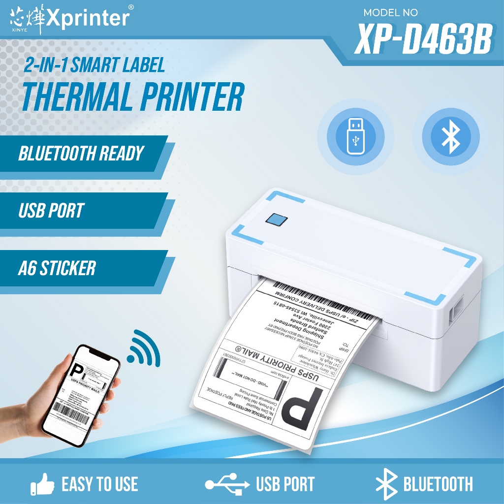 Xprinter XP-D463B Thermal Label Printer (USB+BLUETOOTH) | Shopee ...