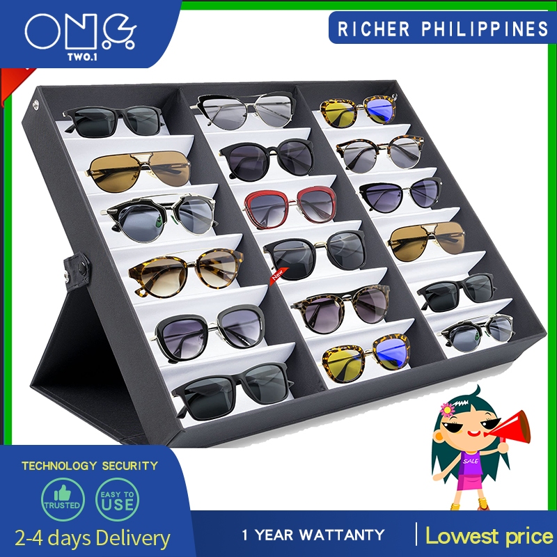 18 Grid Sunglasses Organizer Storage Box Glasses Display Case Stand ...