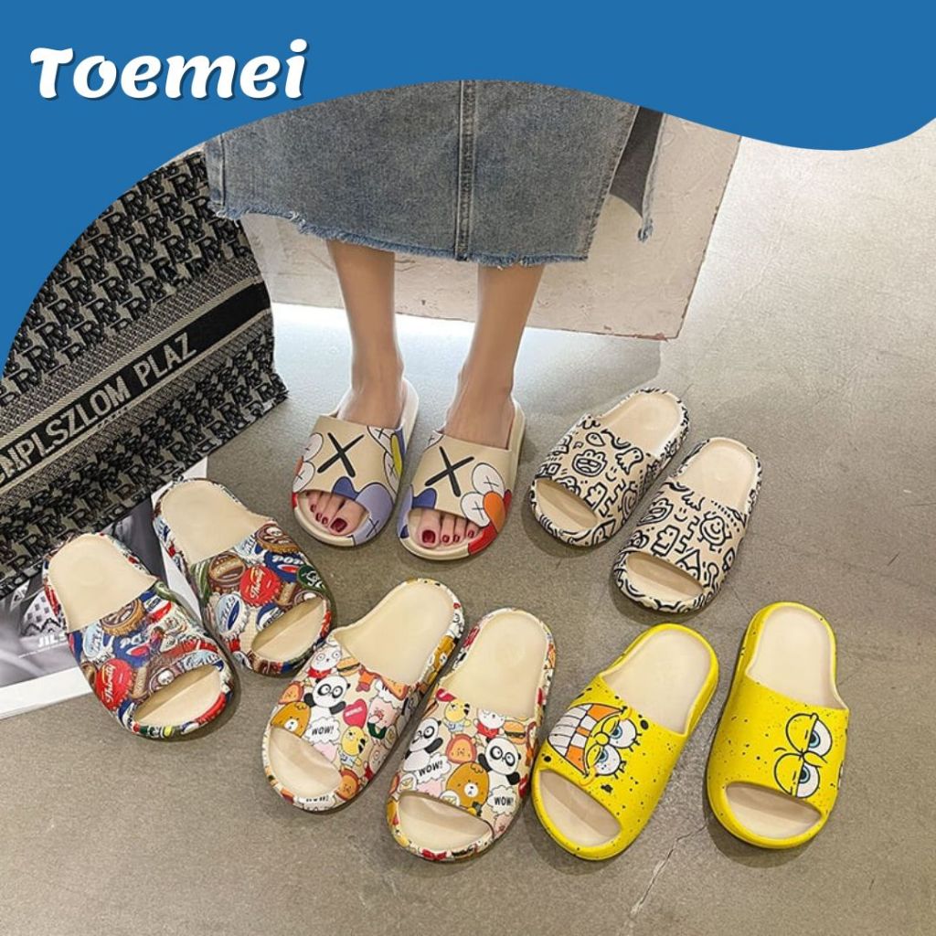 Toemei Swinging Cartoon Sofft Rubber Slides For Women (+1up size ...