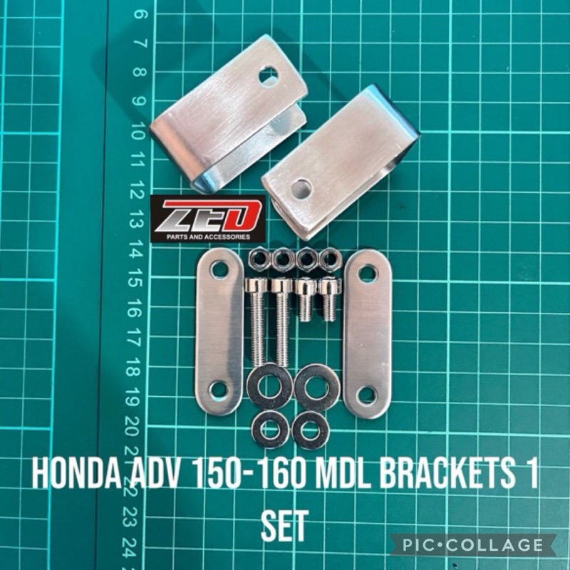 Honda ADV 150-160 Mini Driving Light Bracket Stainless Steel With Nuts ...