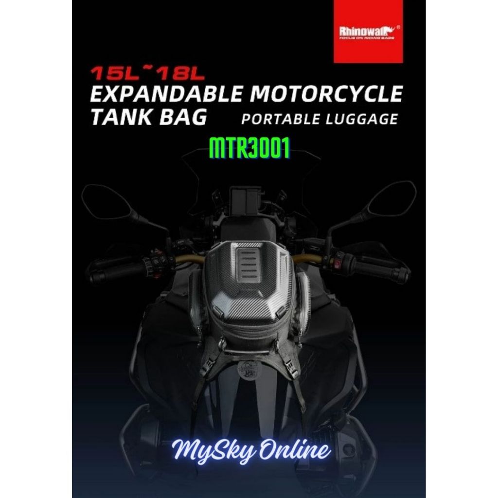 RHINOWALK Expandable Motorcycle Tank Bag 15L-18L Hard Shell Tank Bag ...