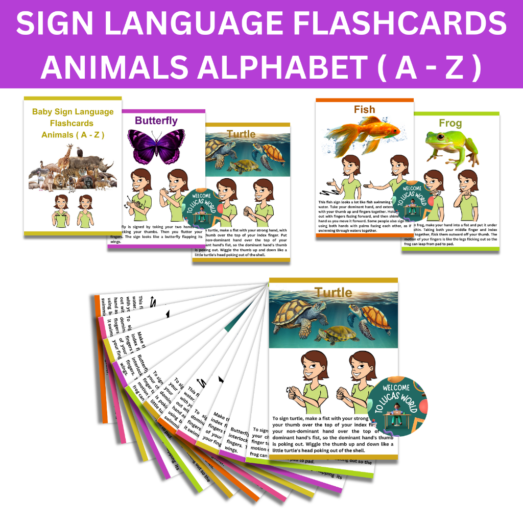 ANIMALS SIGN LANGUAGE FLASHCARDS ASL , ALPHABET AMERICAN SIGN LANGUAGE ...