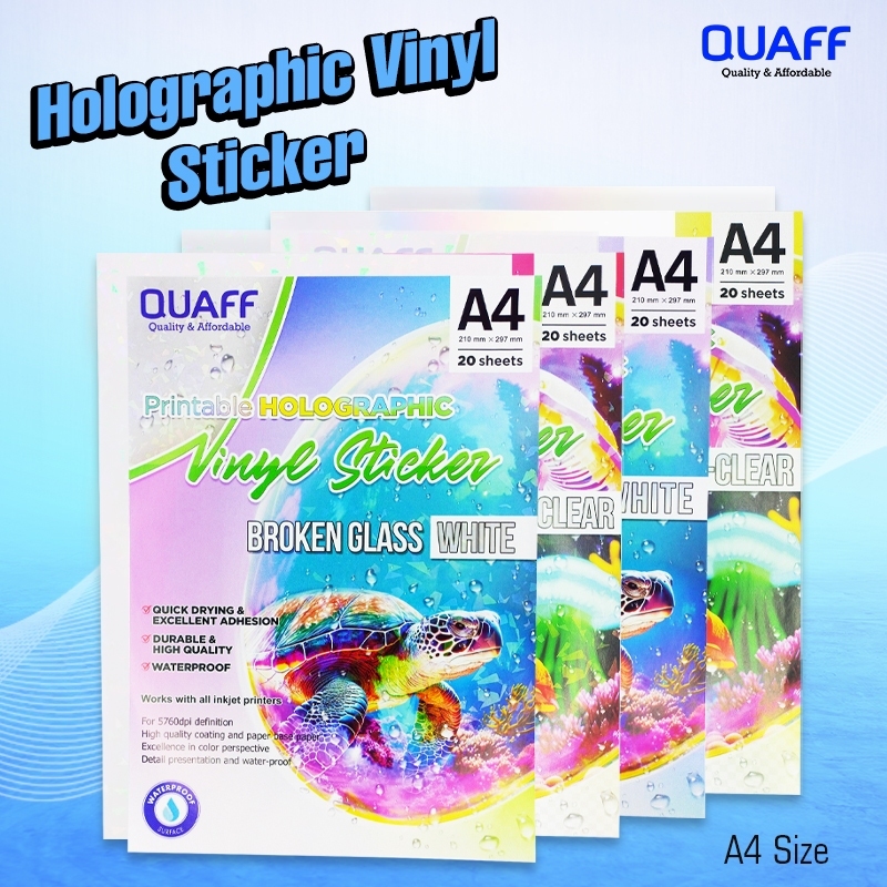 A4 Size QUAFF Printable Hologram Vinyl Inkjet Sticker Waterproof ...