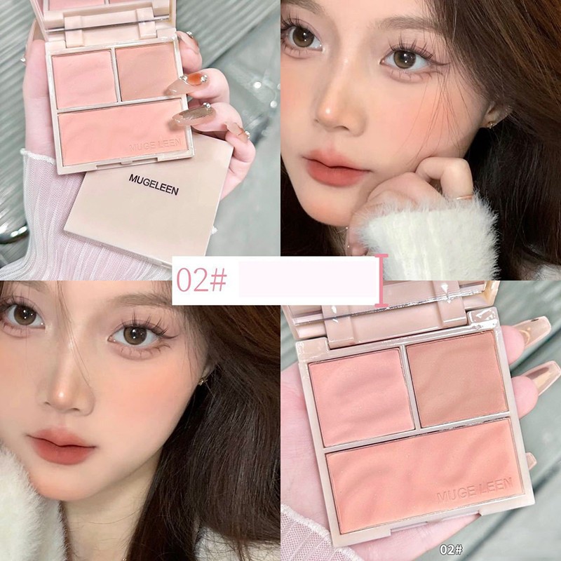 3 Colors Highlighter Blush Palette Long Lasting Cheek Blush High ...