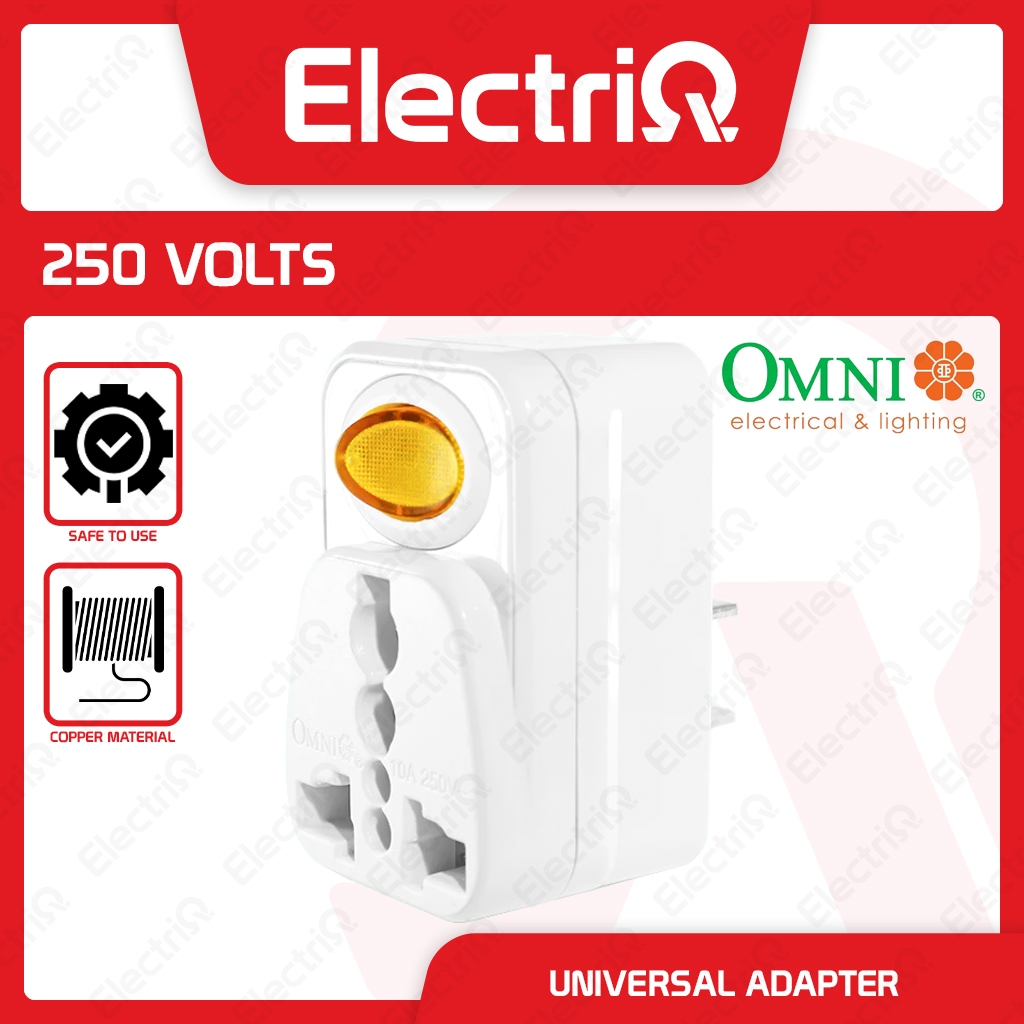 Electriq l Omni Universal Adapter w/ Switch Socket Outlet Adaptor Plug ...